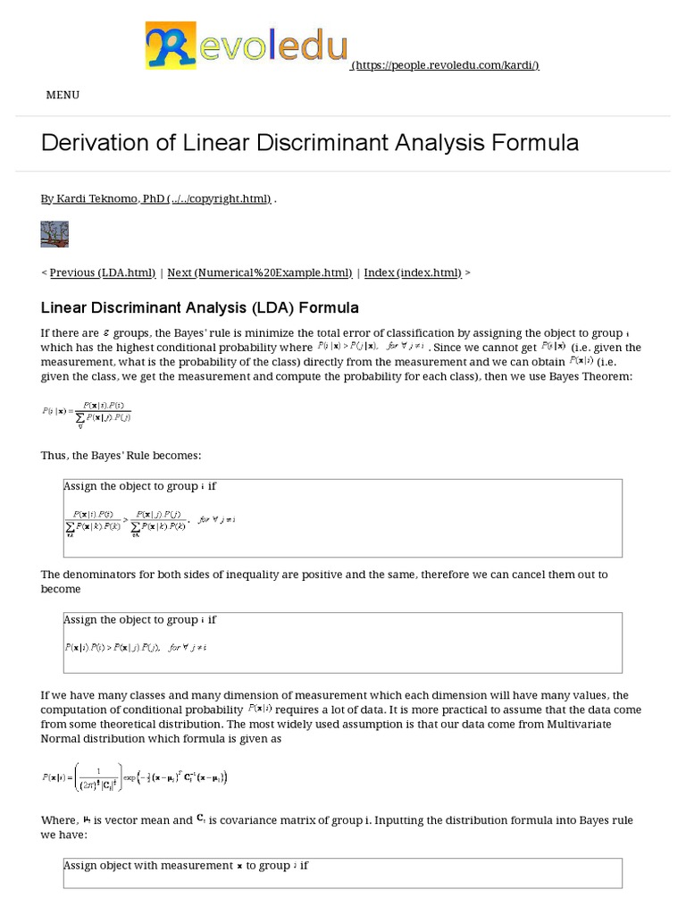 LDA QDA Derivation | PDF | Statistics | Linear Algebra