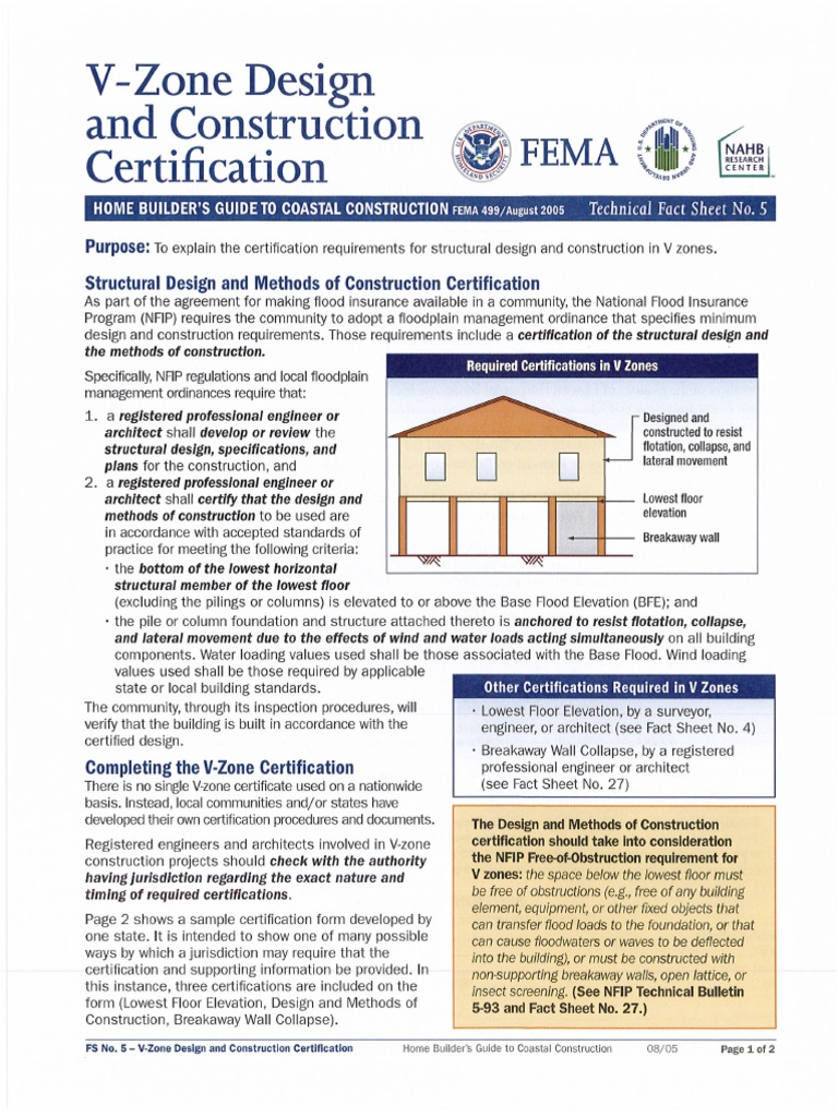 V Zone Design Construction Certification Requirements | PDF