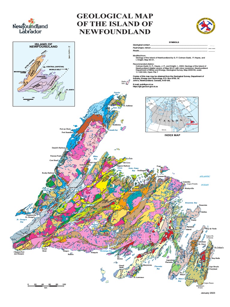 Geology Map of Newfoundland | PDF | Rock (Geology) | Sedimentary Rock