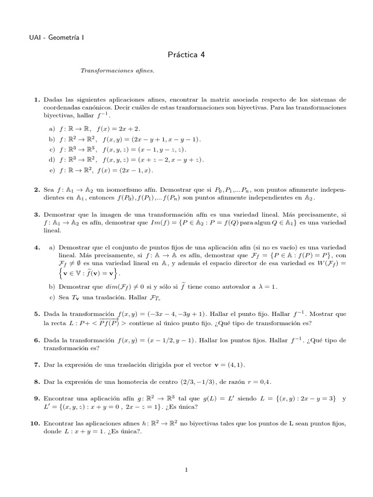 Práctica 4 Transformaciones Afines | PDF