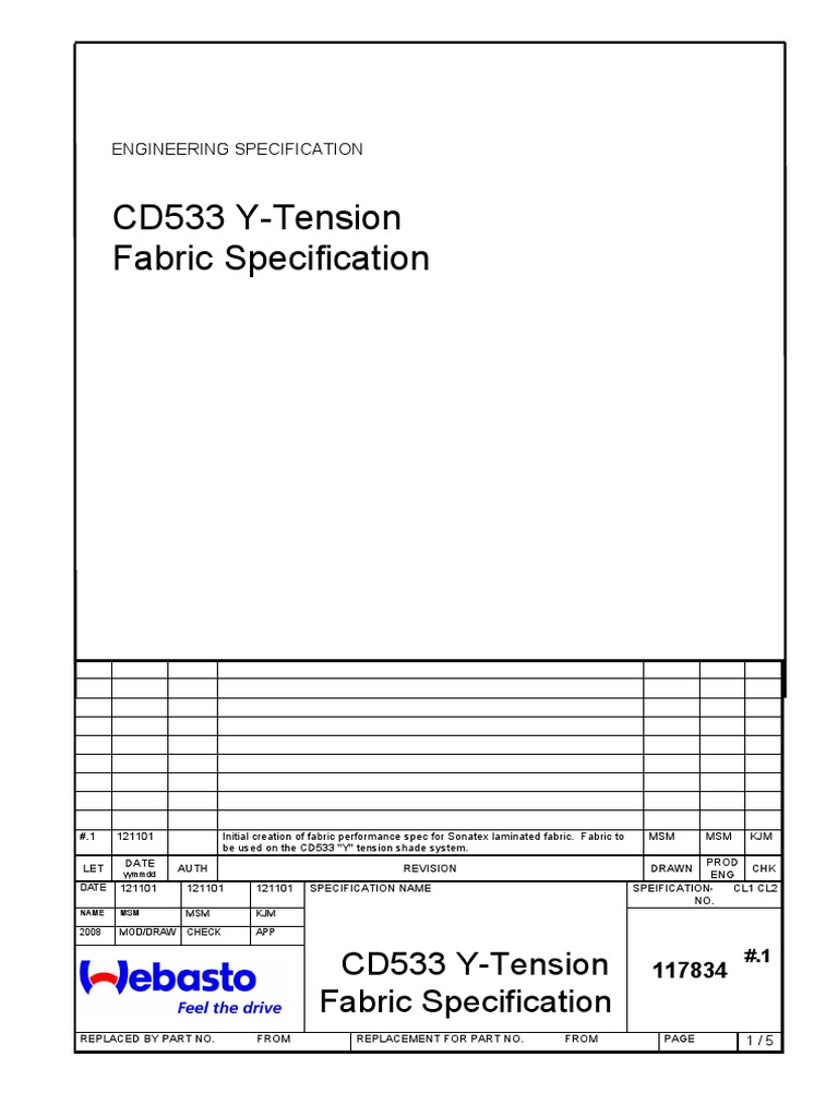 117834 WRS CD533 Y-Tension Rollo Fabric Specification (1) | PDF