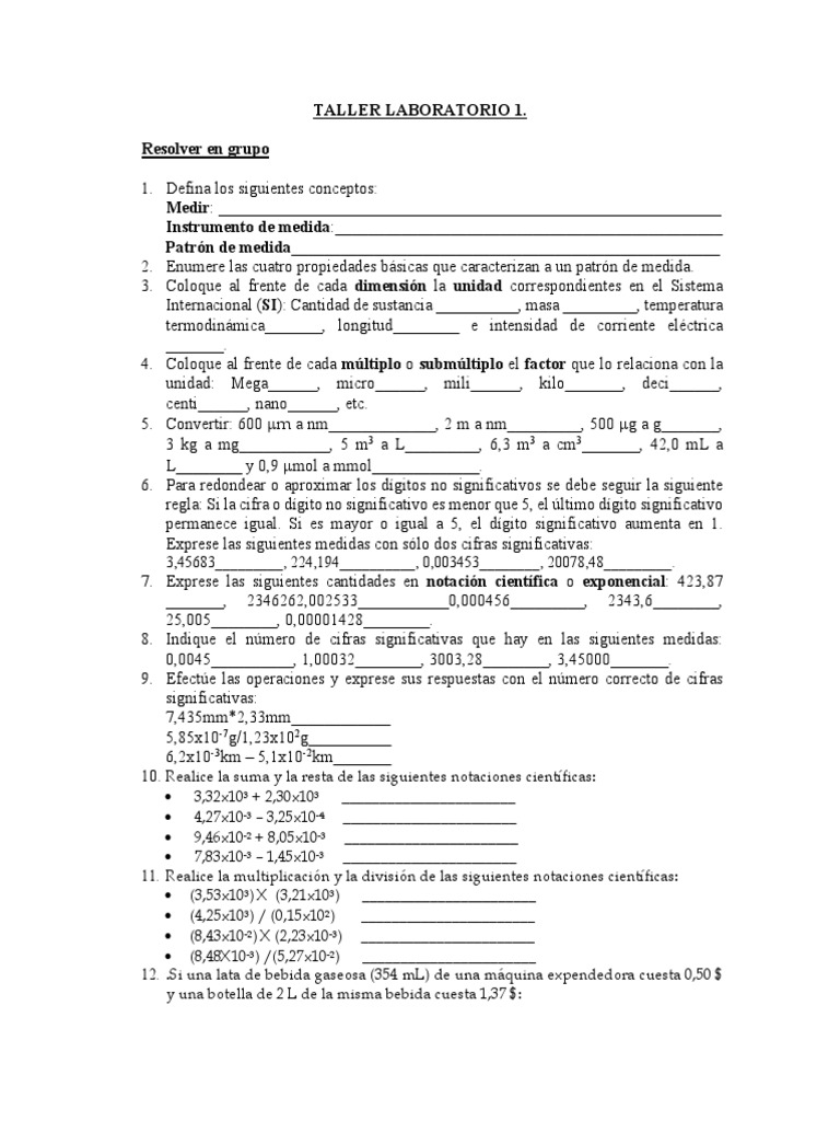 Lab - 02 - Taller | PDF | Cantidad | Notación