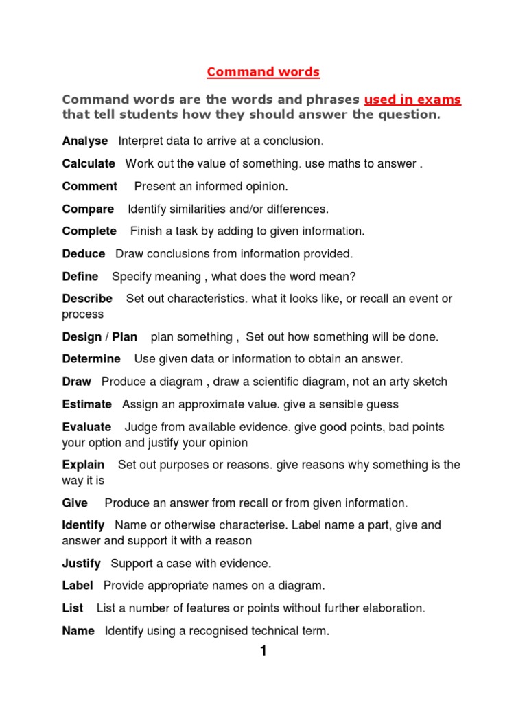 Command words | PDF