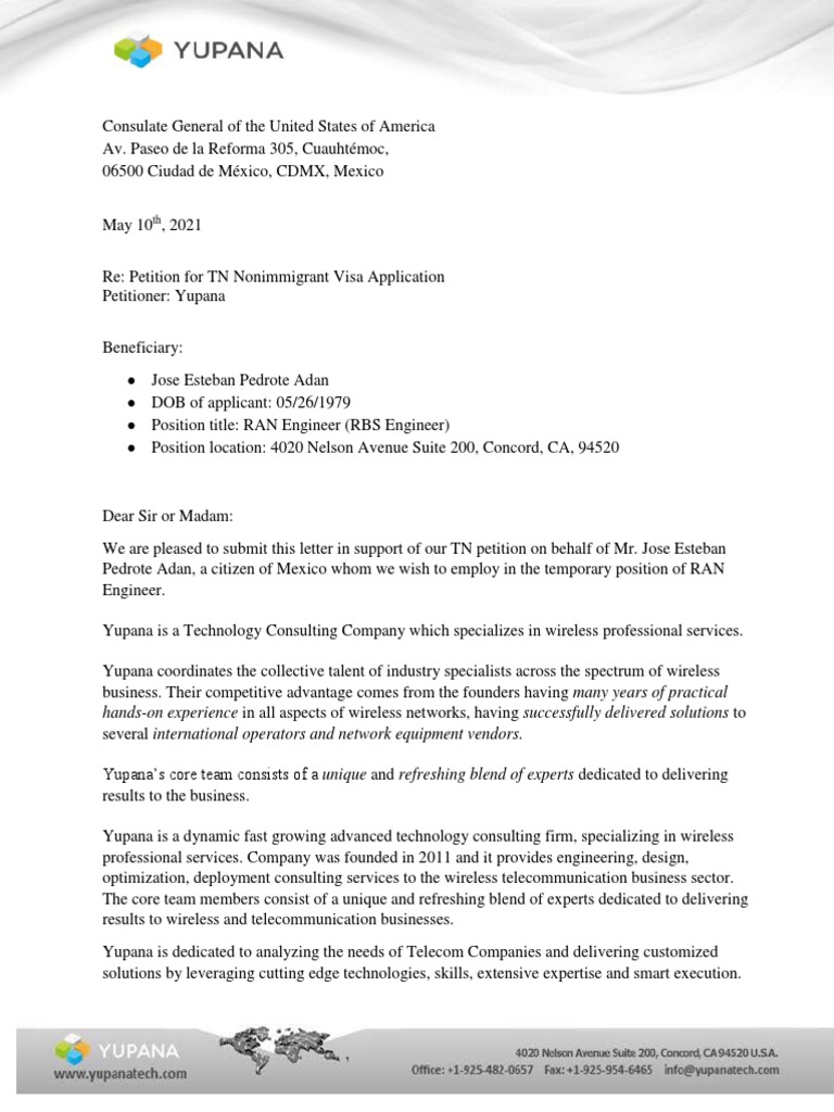 Jose Esteban Pedrote Adan - TN Visa Support Letter - 05 10 2021 ...