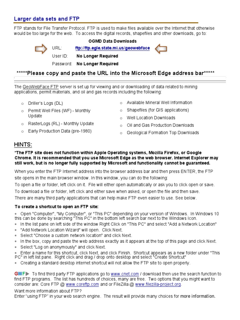 GeoWebface FTP Instructions | PDF | File Transfer Protocol | World Wide Web