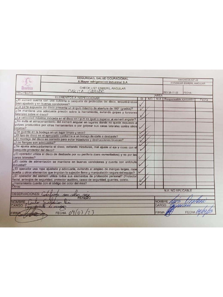 MAKITA Grande - Esmeril angular checklist | PDF