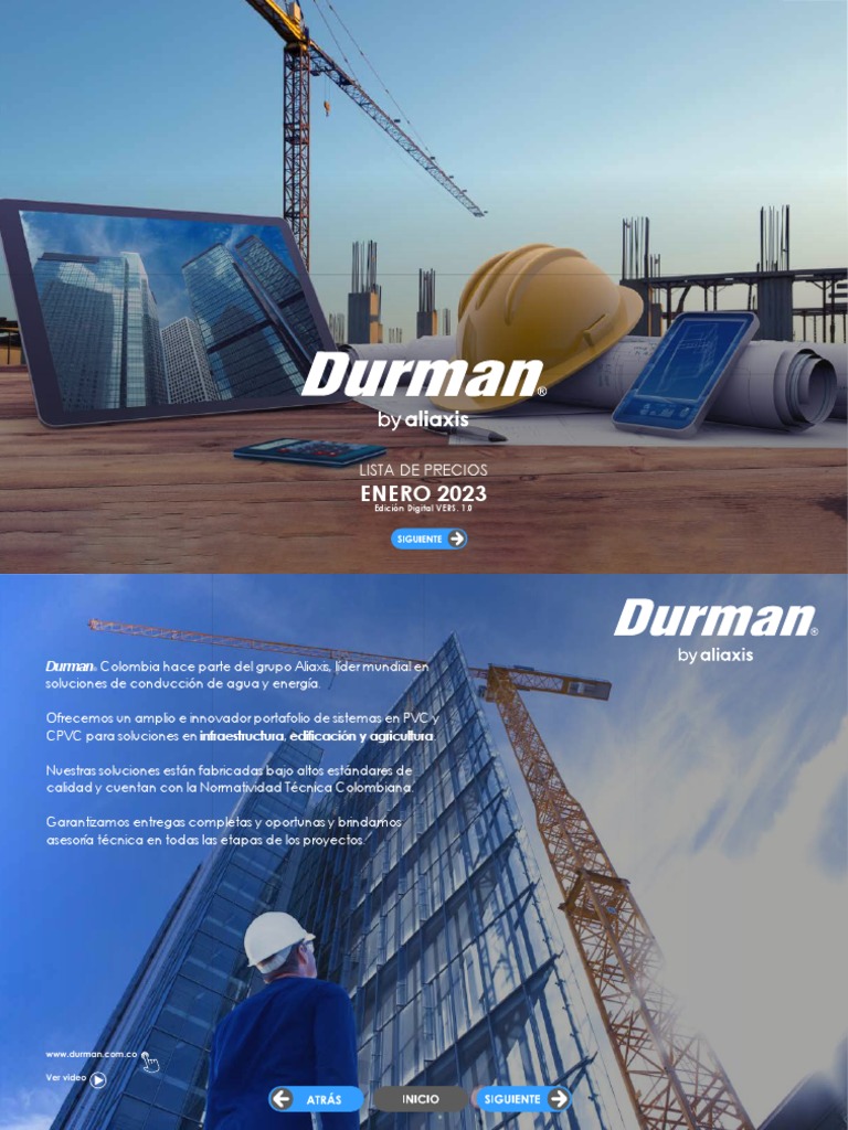 Lista de Precios Digital Durman Colombia ENERO 2023 V1.01 Min | PDF ...