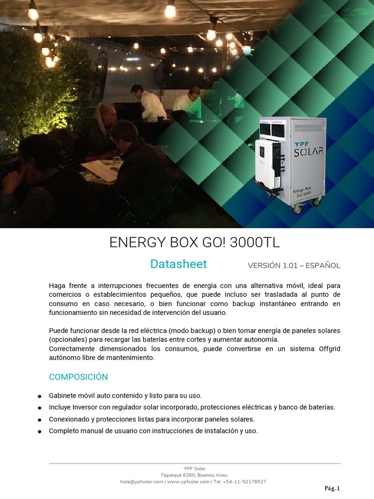 Datasheet Energy Box Go! 3000TL, 3000TL+,3000TL Litio - Ver 1.01 | PDF