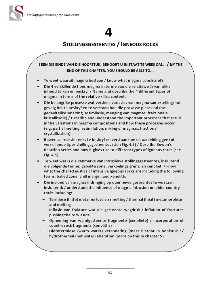 IngGeo 214 Lecture Notes - 4 Igneous Rocks - Stollingsgesteentes | PDF ...