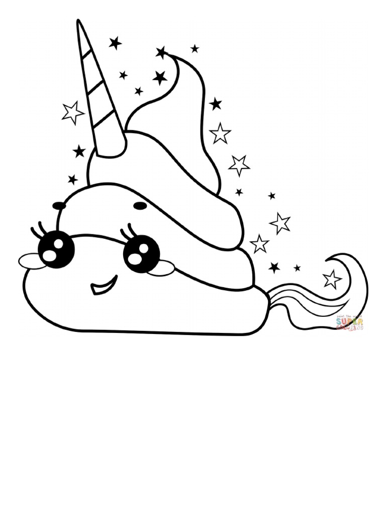 Dibujo de Emoji de Caca de Unicornio para Colorear - Dibujos para ...