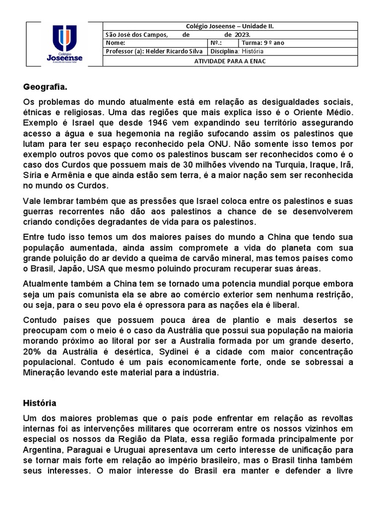 Resumo Da Enac 9ano | PDF | Nazismo | Adolf Hitler
