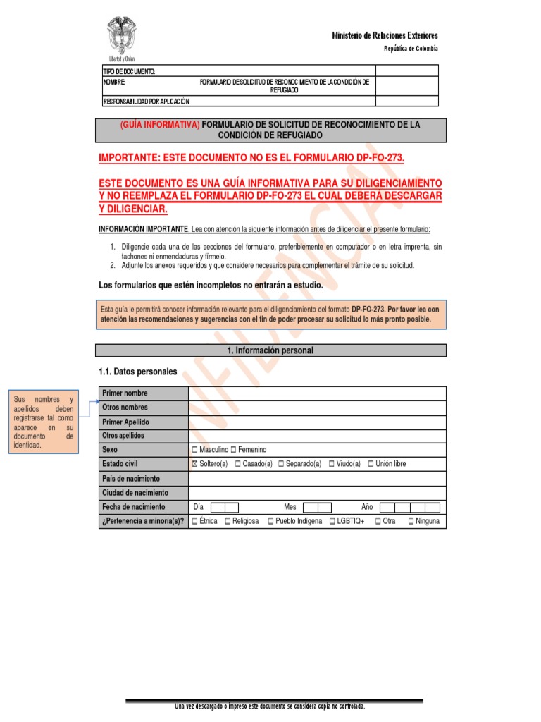 Guia Diligenciamiento - Formulario de Solicitud de Reconocimiento de La ...