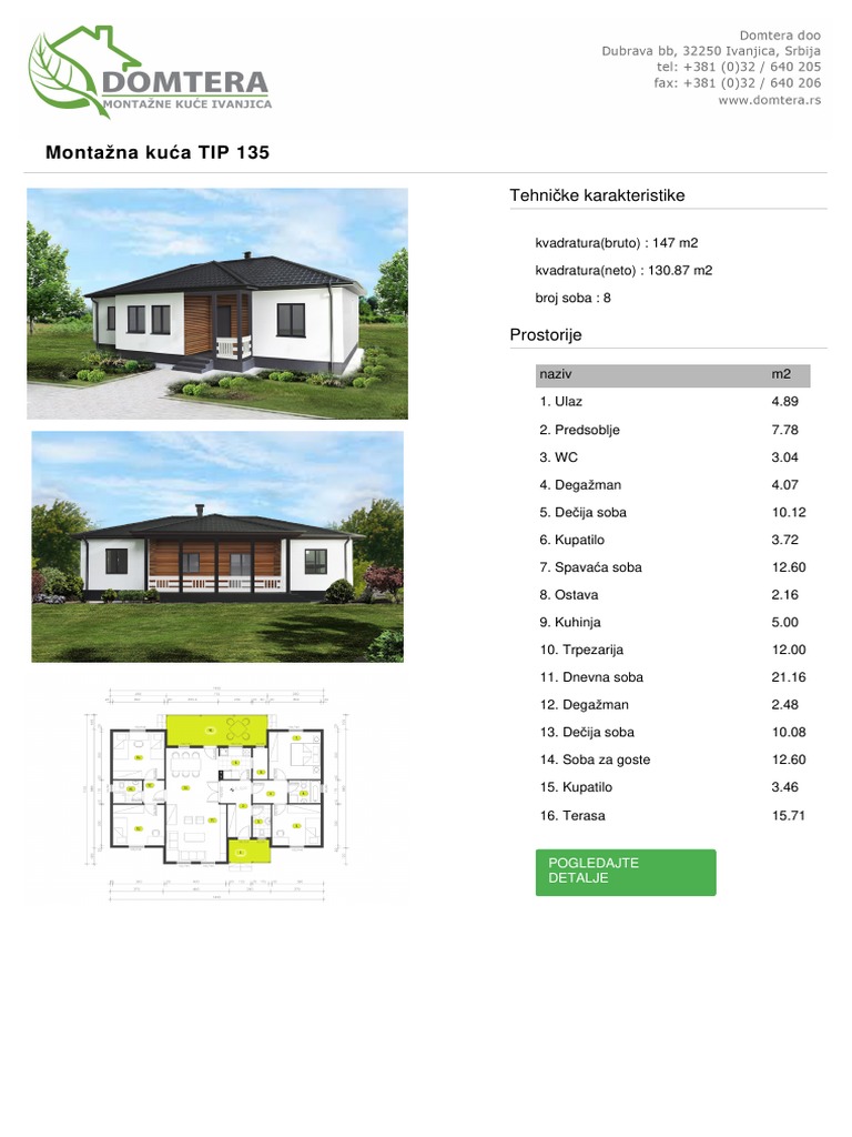 Domtera Montazna Kuca Tip 135 | PDF