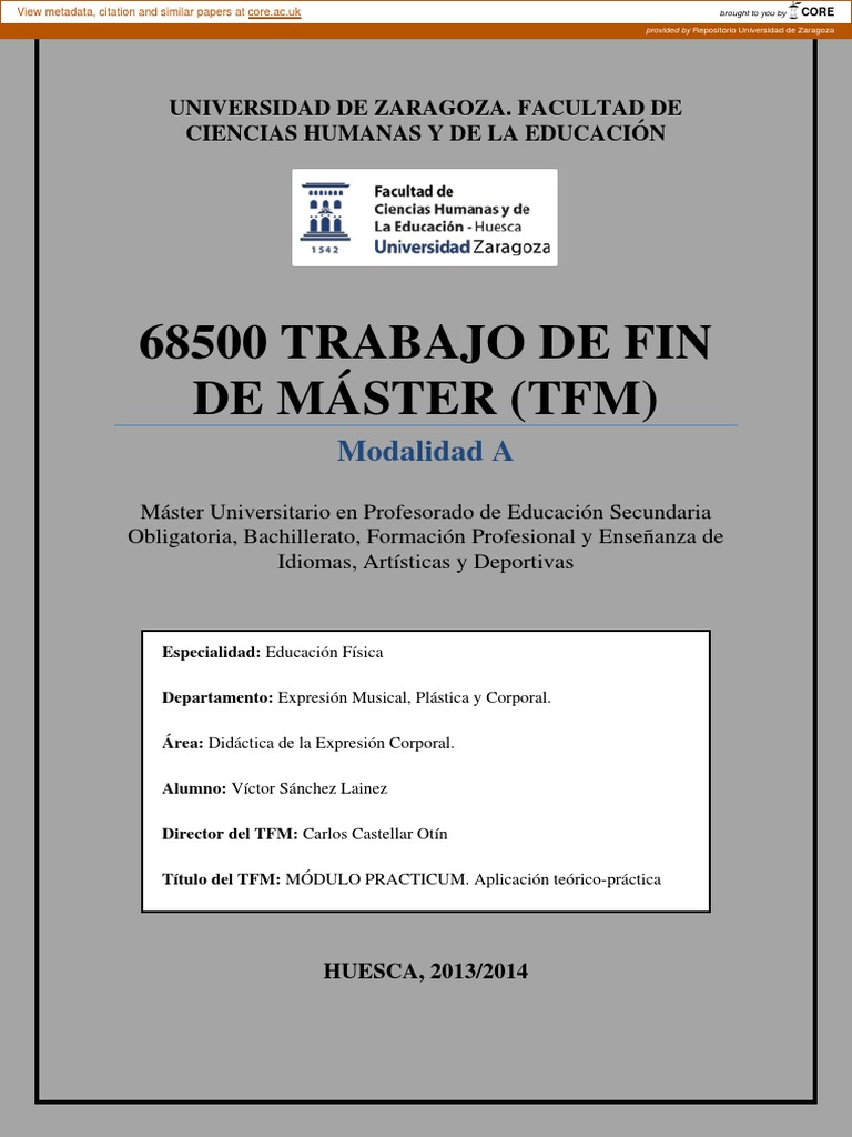 Trabajo de Fin de Máster (TFM) : Modalidad A | PDF | Evaluación | Plan de estudios
