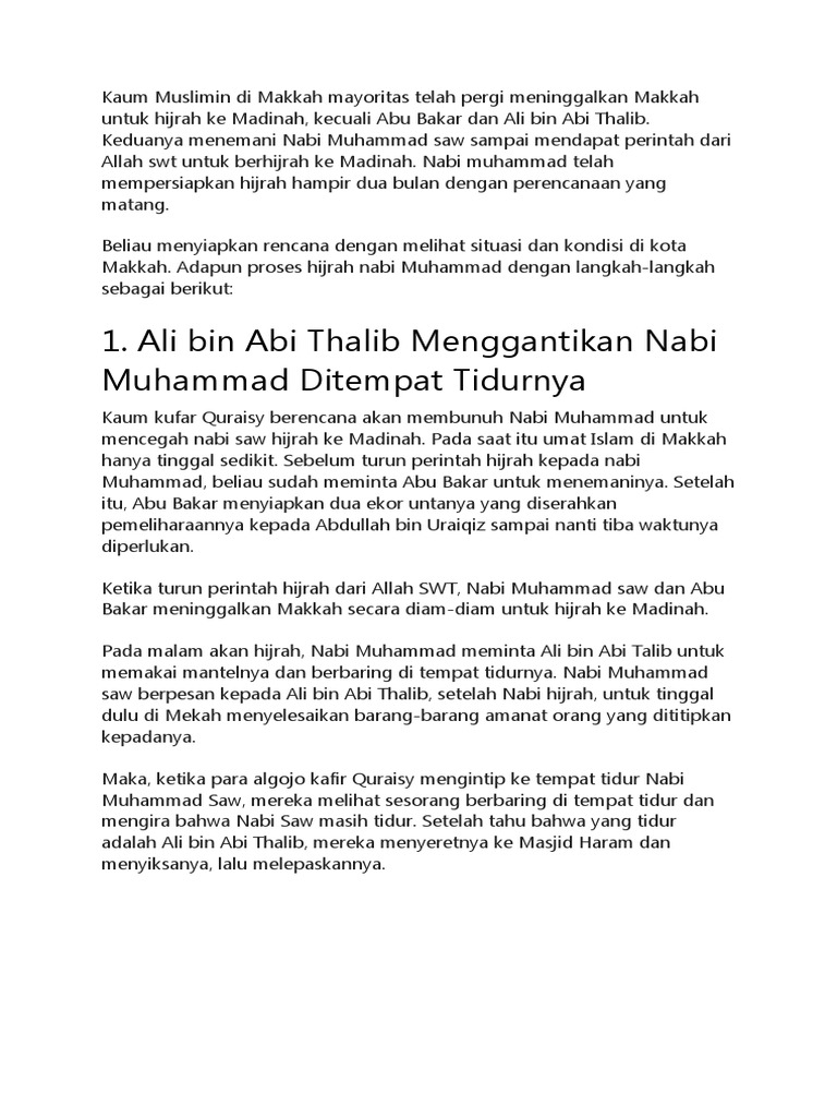 Proses Hijrah Nabi Muhammad ke Madinah | PDF