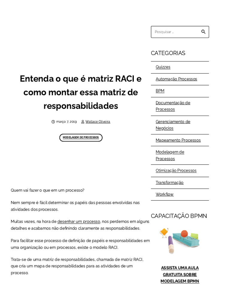 O Que É Matriz RACI (Ou de Responsabilidade) e Como Fazer | PDF