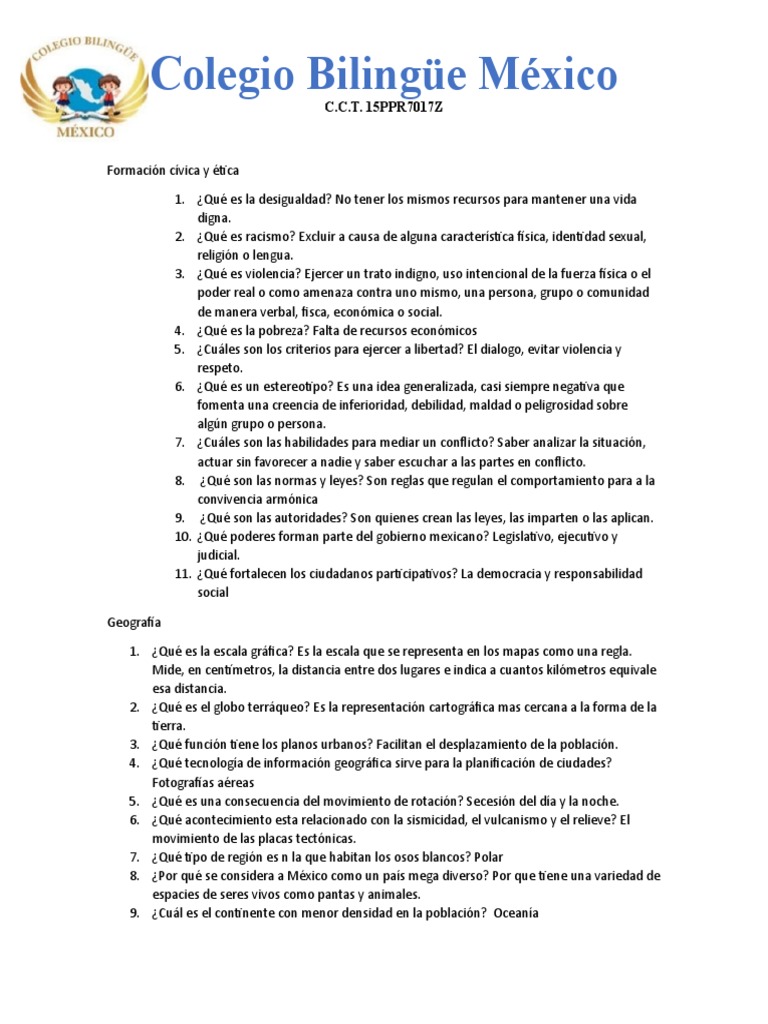 Guía De Estudio Escolar Pdf Ciencias Sociales