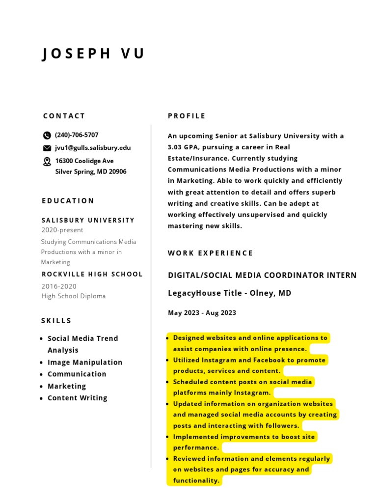 Joseph Vu Resume | PDF