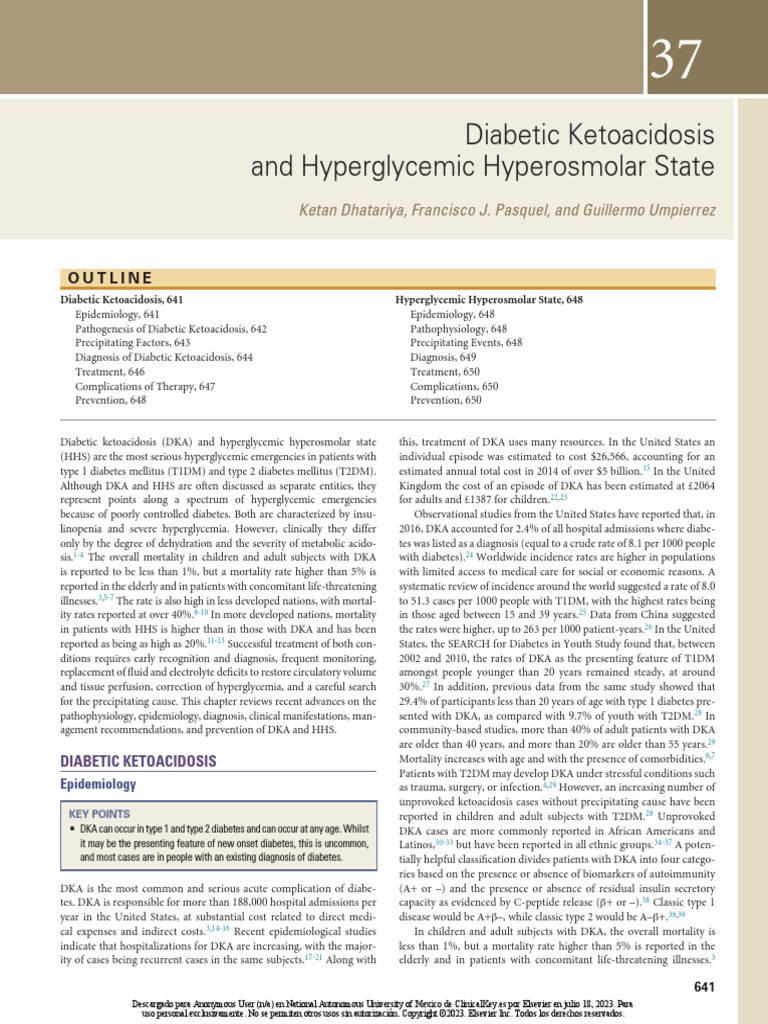 Diabetic Ketoacidosis and Hyperglycemic Hyperosmolar State | PDF