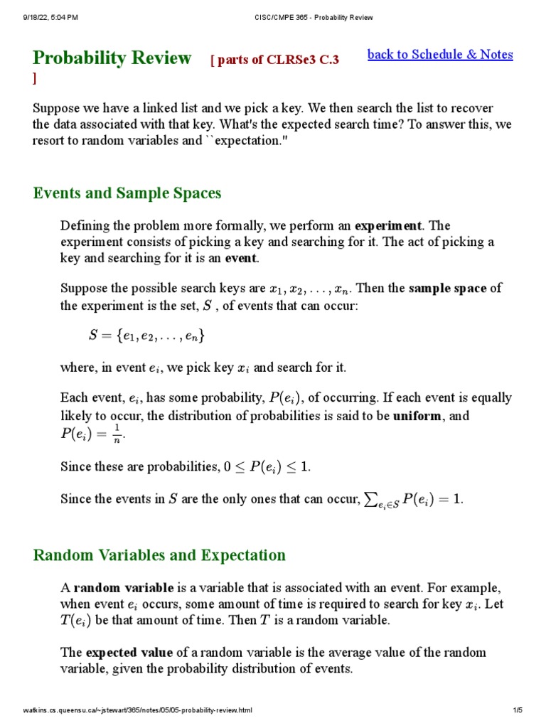 06-CISC - CMPE 365 - Probability Review | PDF