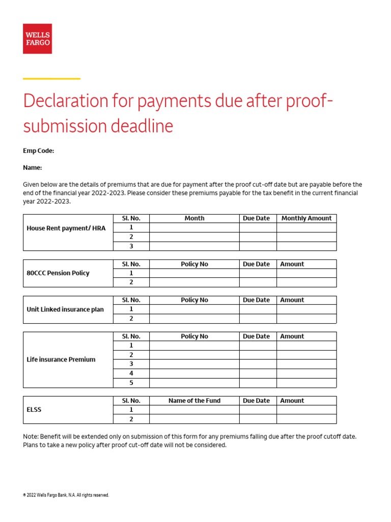 Future Payment Declaration - FY 2022-23 | PDF