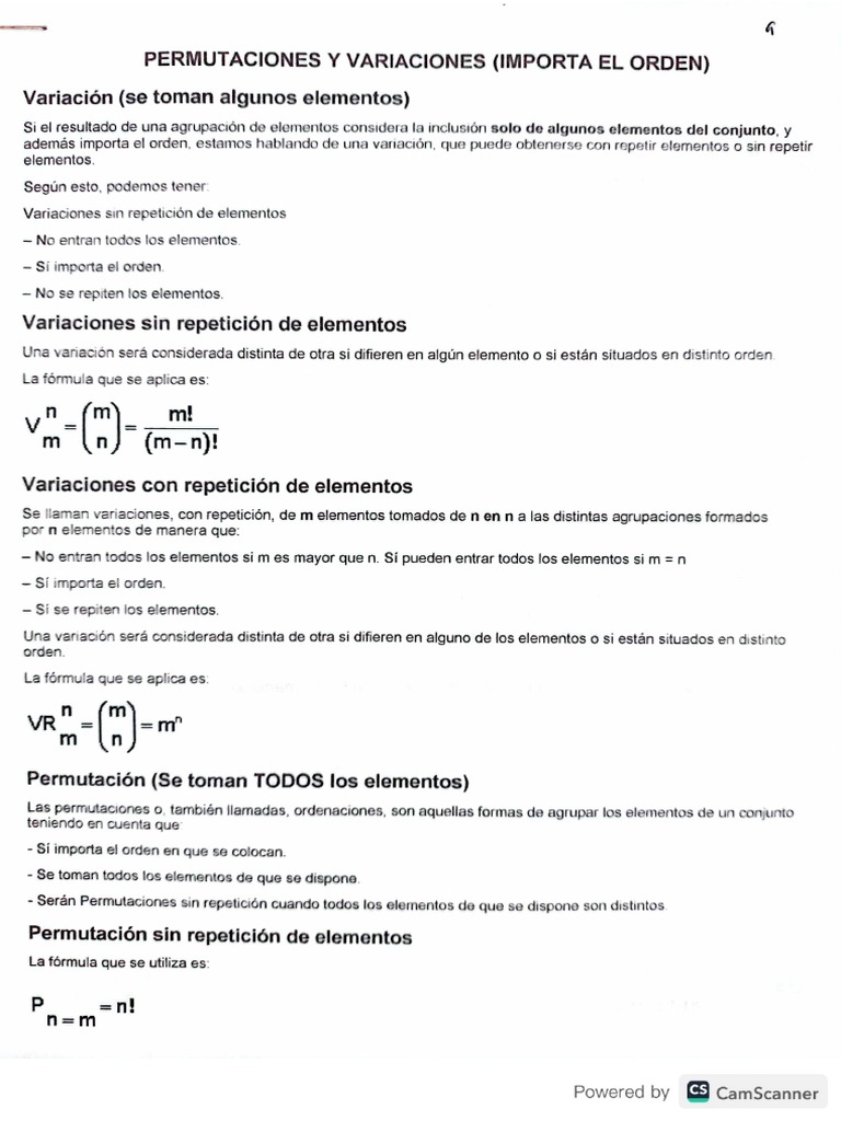 Permutaciones y Variaciones | PDF