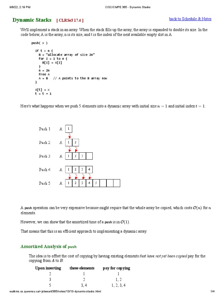 13-CISC - CMPE 365 - Dynamic Stacks | PDF | Computer Programming | Computer Engineering