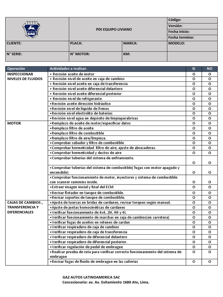 Pdi Equi Liviano GAZ | PDF | Embrague | Tracción en las cuatro ruedas