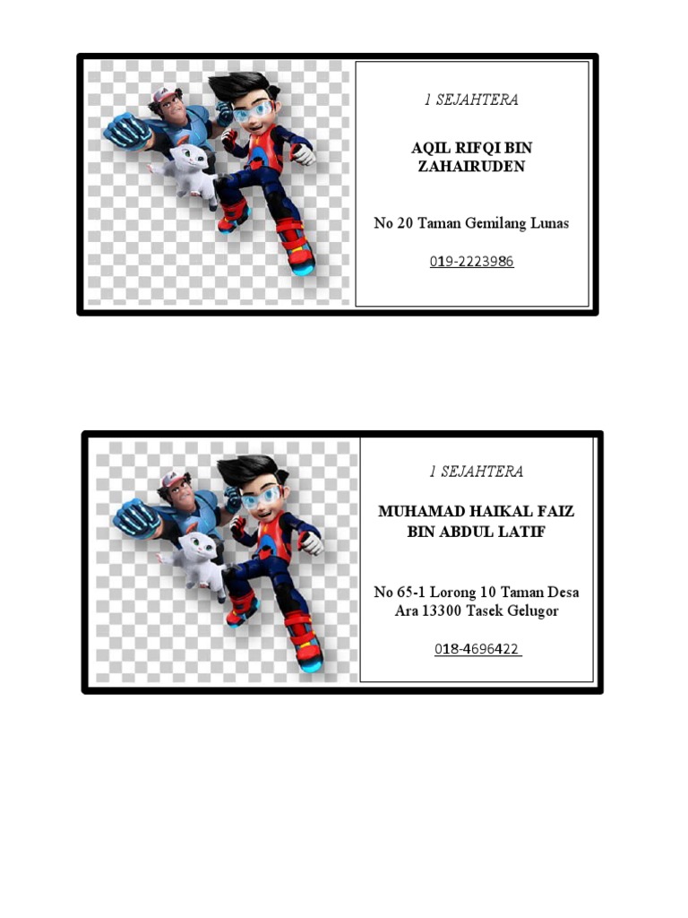 Contoh Label Meja | PDF