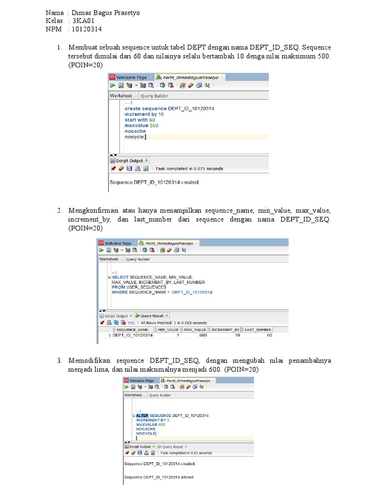 Optimasi Sequence dan Index Tabel DEPT | PDF | Metode & Bahan Ajar ...