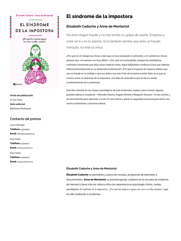El síndrome de la impostora: guía esencial | PDF | Salud y bienestar