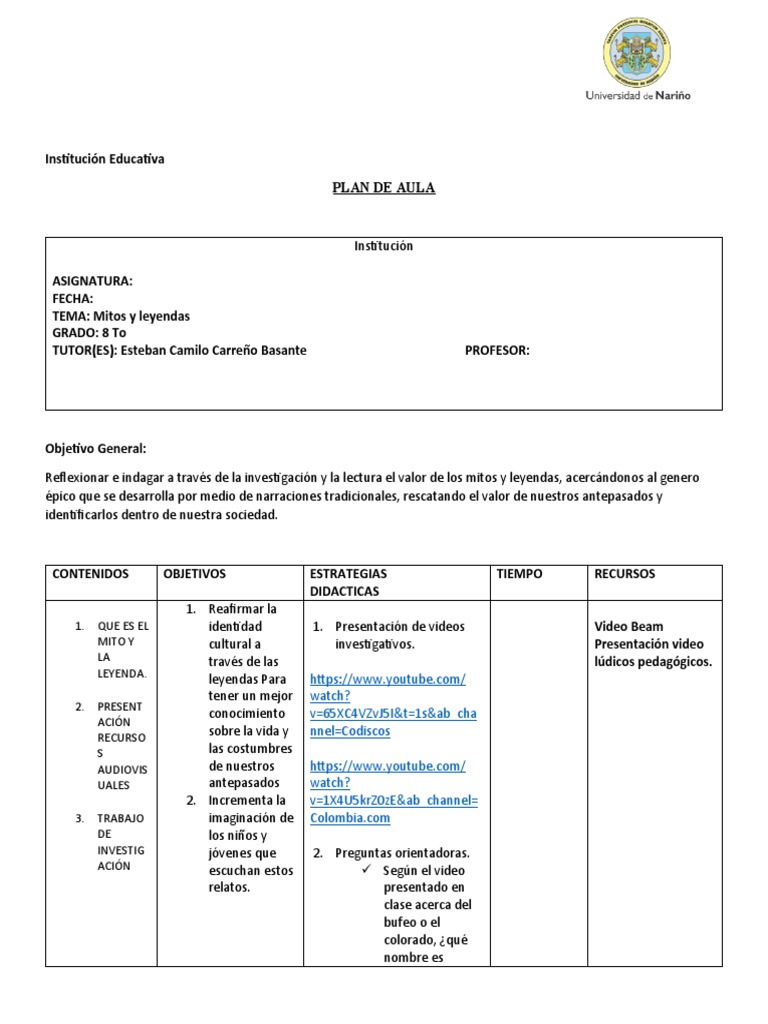 Plan de Aula 2. | PDF | Aprendizaje