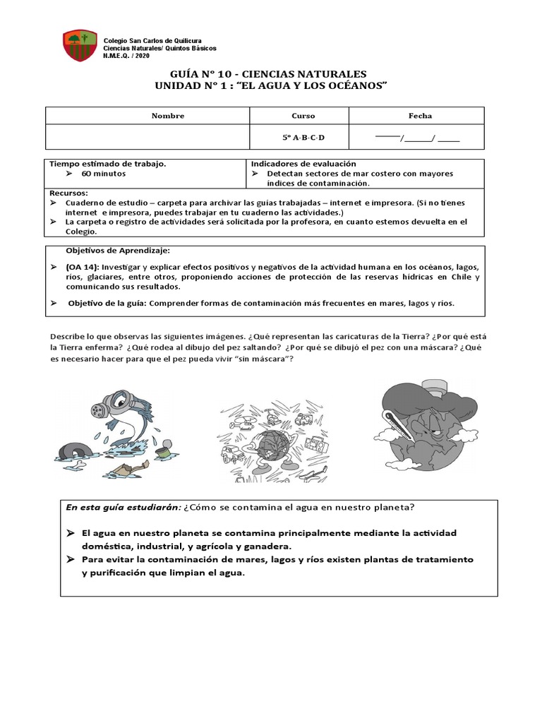 C5 Semana 6 Actividad 1 Guía Contaminación Del Agua | PDF