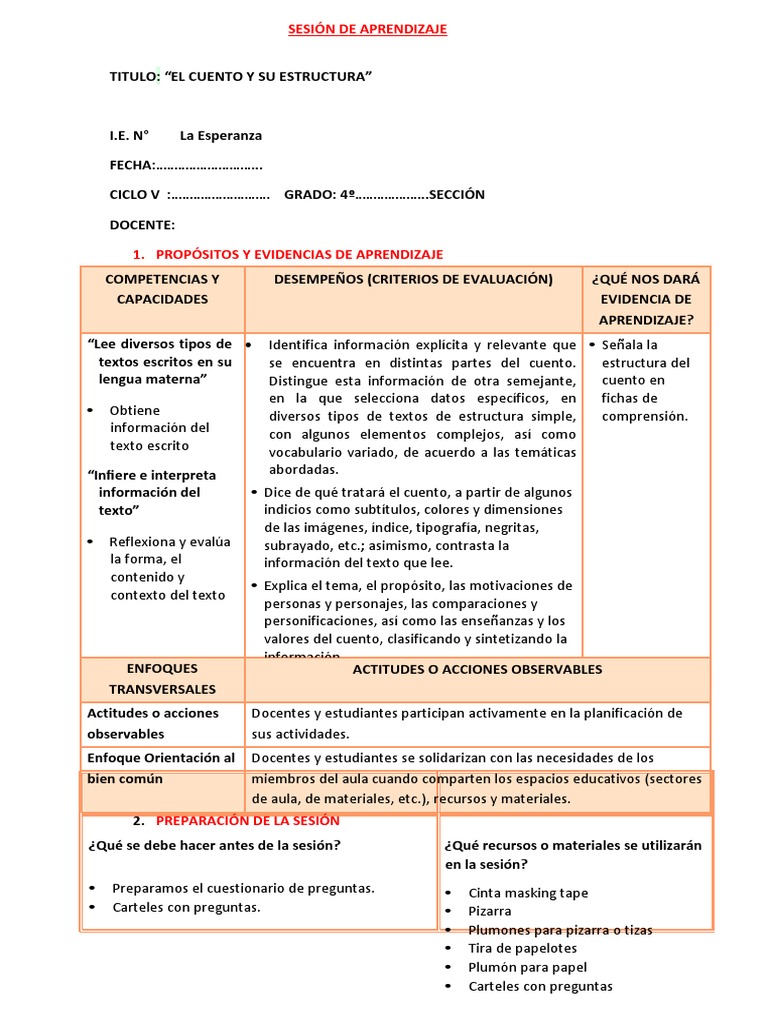 Estructura y Análisis de Cuentos | PDF | Cuentos | Aprendizaje