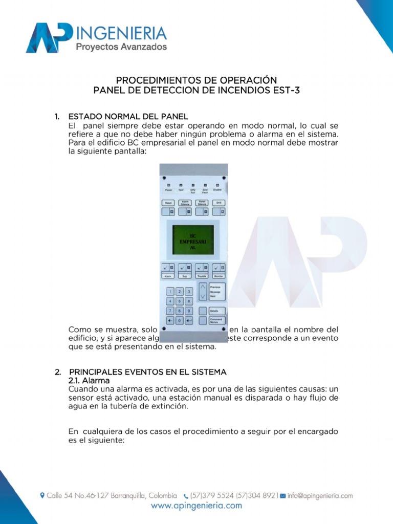 Manual Operación Panel EST3 | PDF