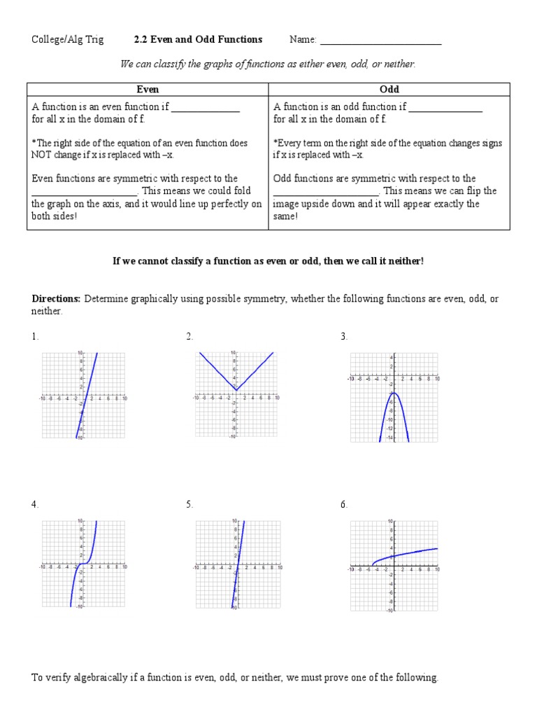 2.2 Even Odd Functions 2 | PDF | Function (Mathematics) | Mathematical ...