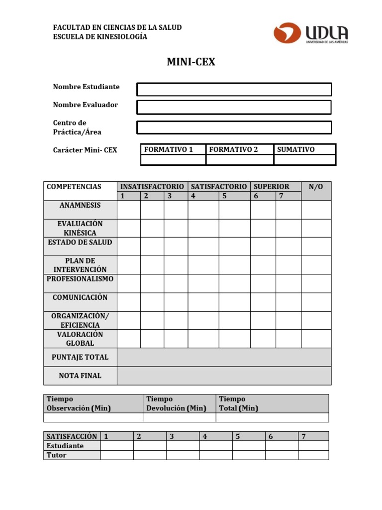 Intrumento Mini Cex | PDF