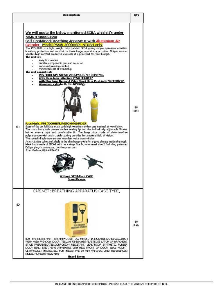 Drager SCBA Model Pss 3000 | PDF | Diving Equipment | Underwater Diving