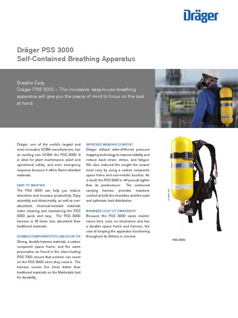 Item#1 Drager SCBA Pss 3000 Data Sheet | PDF | Equipment | Manufactured ...