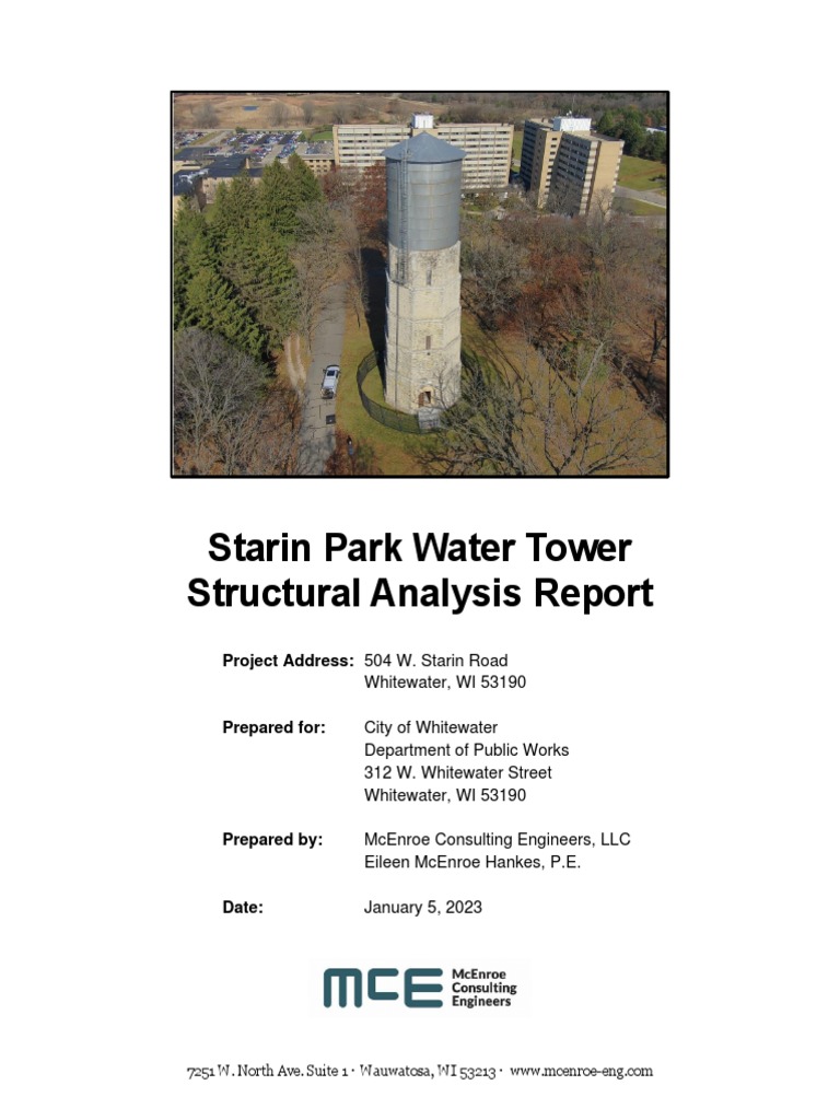 Starin Park Water Tower Structural Analysis Report - McEnroe Consulting ...