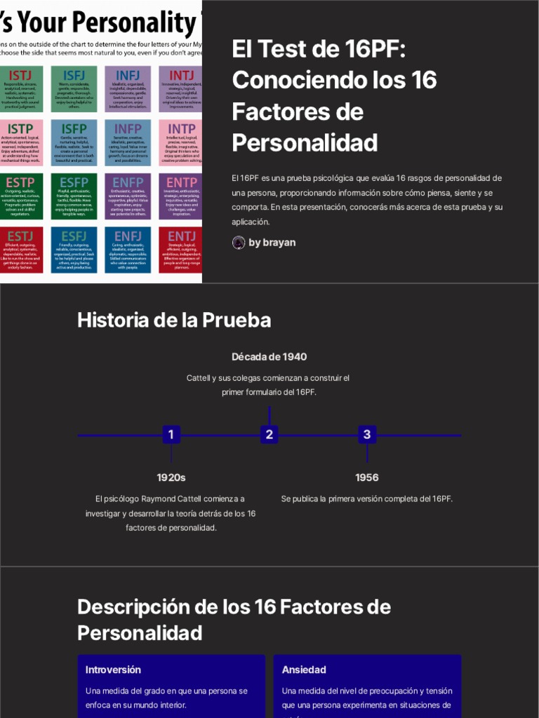 El Test de 16PF Conociendo Los 16 Factores de Personalidad | PDF ...