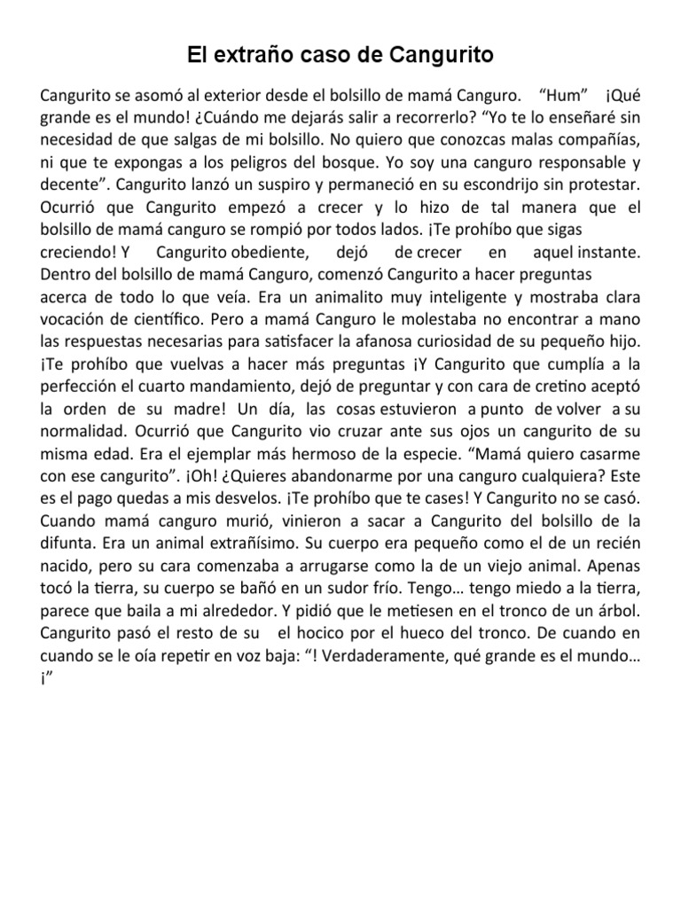 El extraño caso de Cangurito | PDF