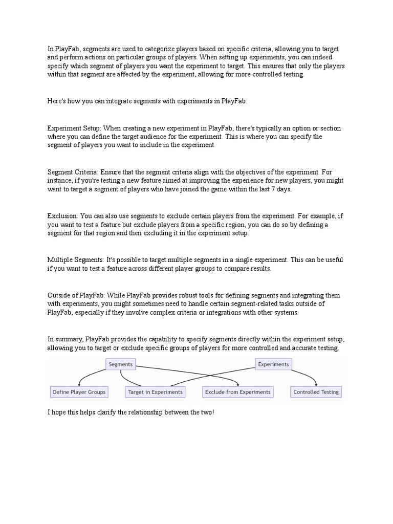 How To Use PlayFab Segments and Treatments | PDF