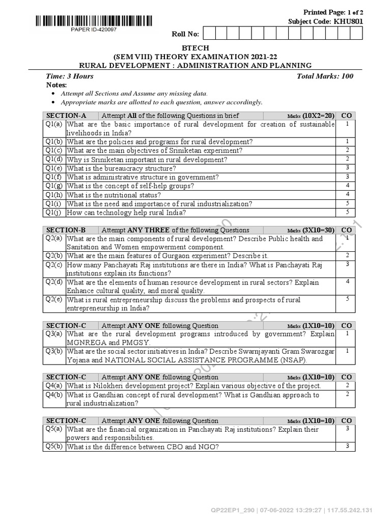 Rural Development Administration and Planning Khu801 | PDF | Economies