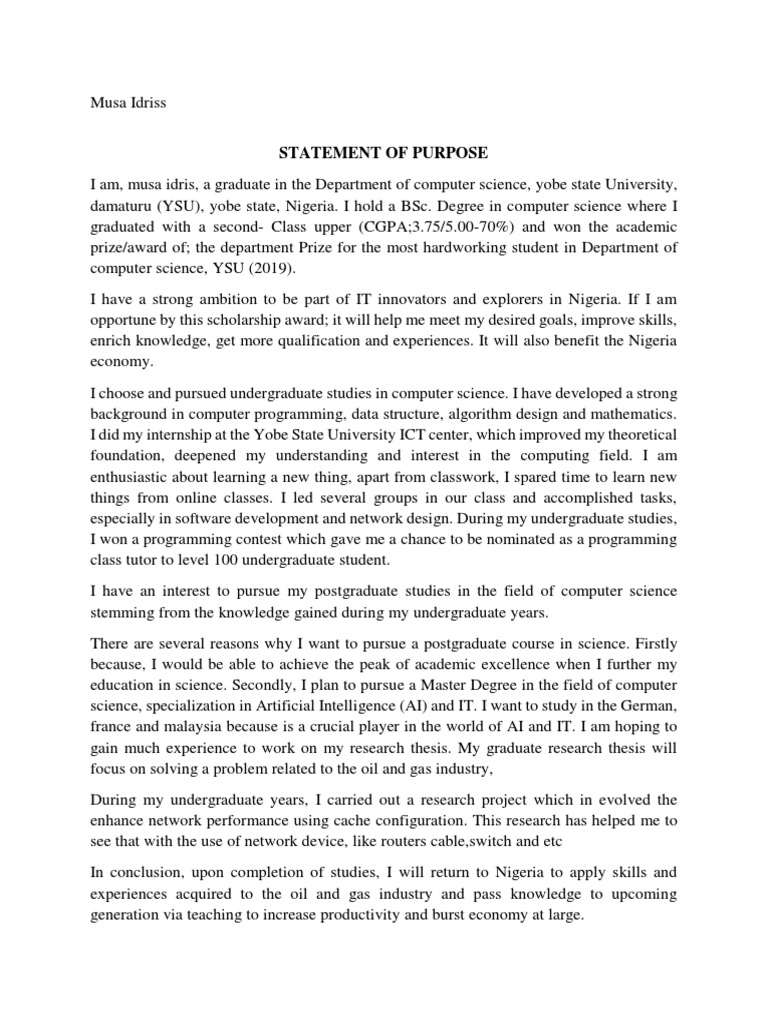 Personal Statement | Download Free PDF | Artificial Intelligence ...