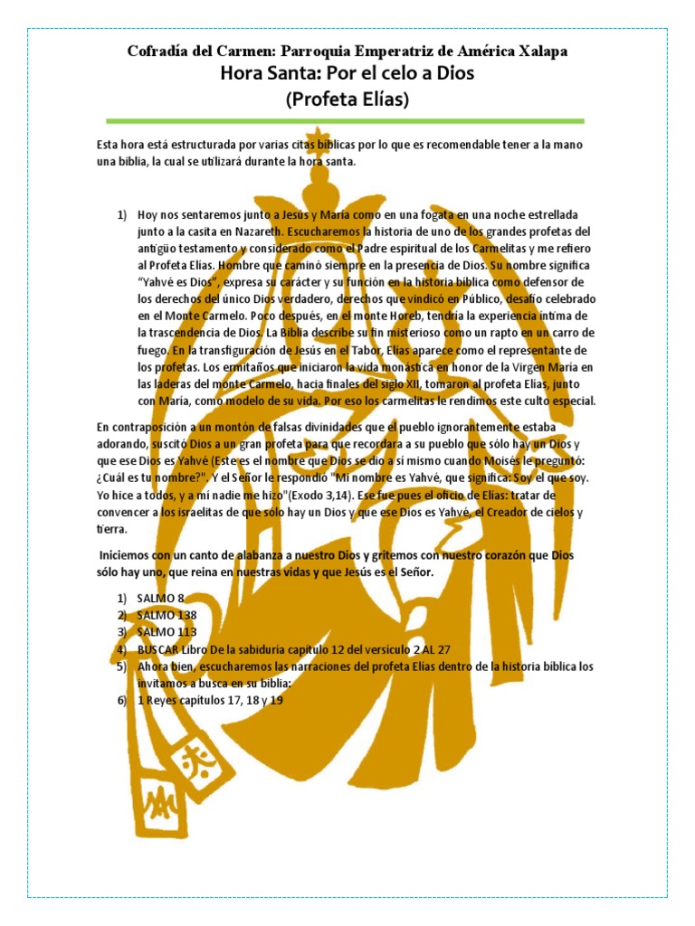 Hora Santa Profeta Elias | PDF | Elijah | María, madre de Jesús