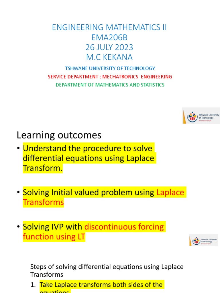 26 July 2023 Solving de Using Laplace Transform | PDF | Laplace Transform | Equations