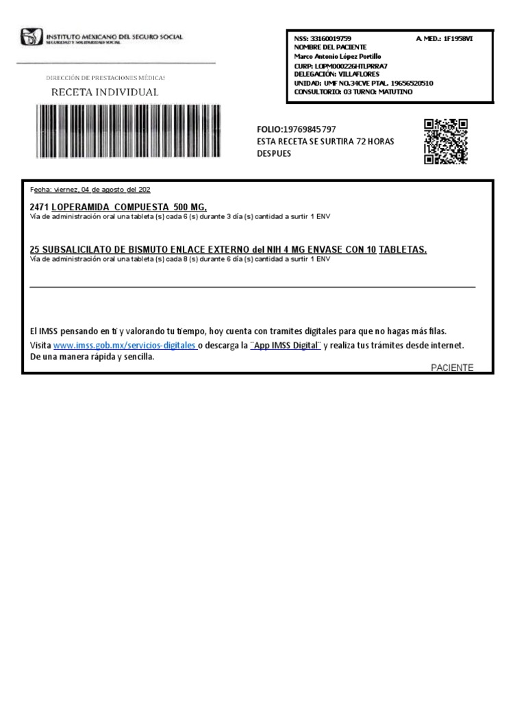 Receta Del Imss | PDF