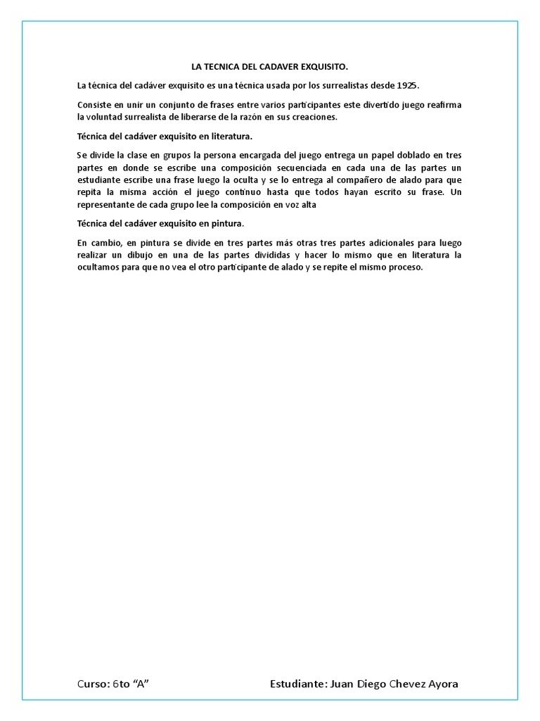 Técnica del Cadáver Exquisito para Niños | PDF | Ficción general
