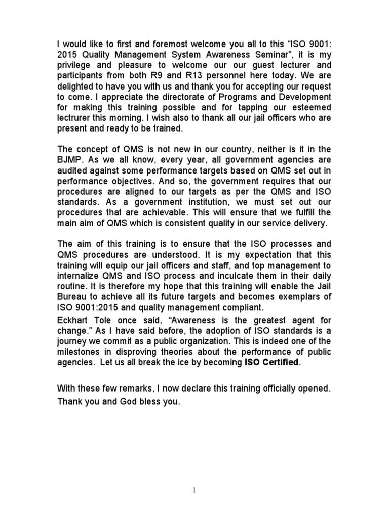 Welcome Remarks Iso Seminar | PDF